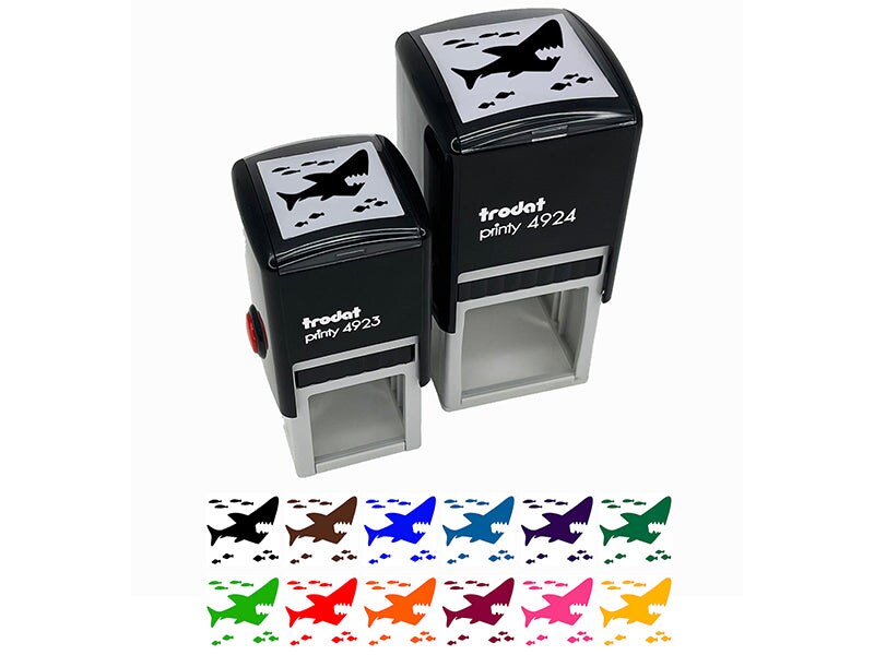 Shark and School of Fish Self-Inking Rubber Stamp Ink Stamper | Michaels