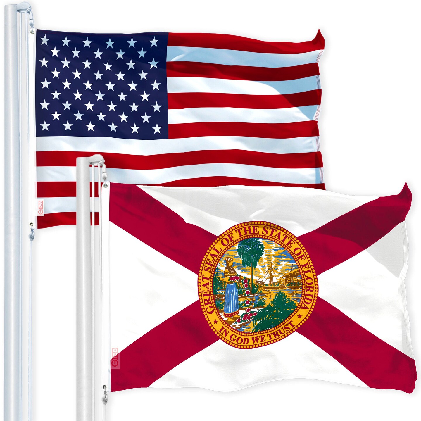 G128 Combo Pack USA American Flag 3x5 Ft 150D Printed Stars Florida State Flag 3x5 Ft 150D Printed Michaels