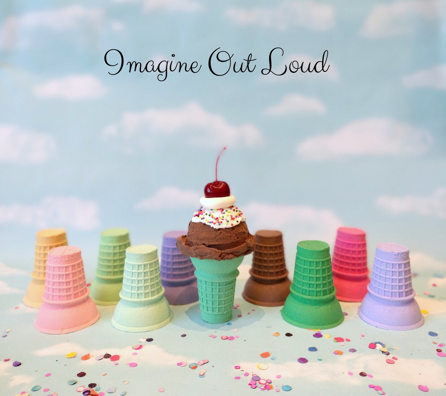 Fake Ice Cream CONE and COLOR CHOICE Single Scoop Chocolate Syrup and ...