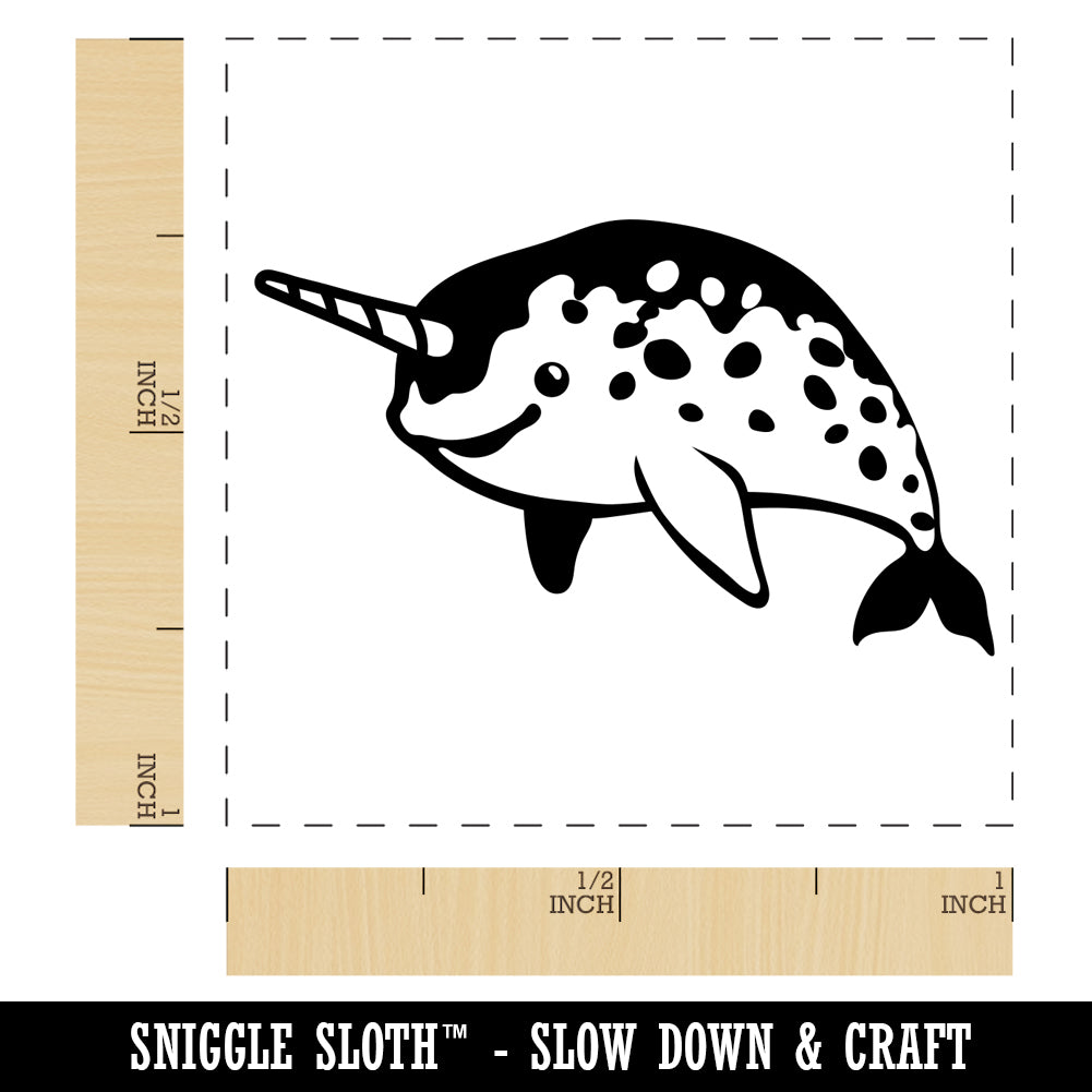 Cheerful Narwhal the Horned Whale Self-Inking Rubber Stamp Ink Stamper ...