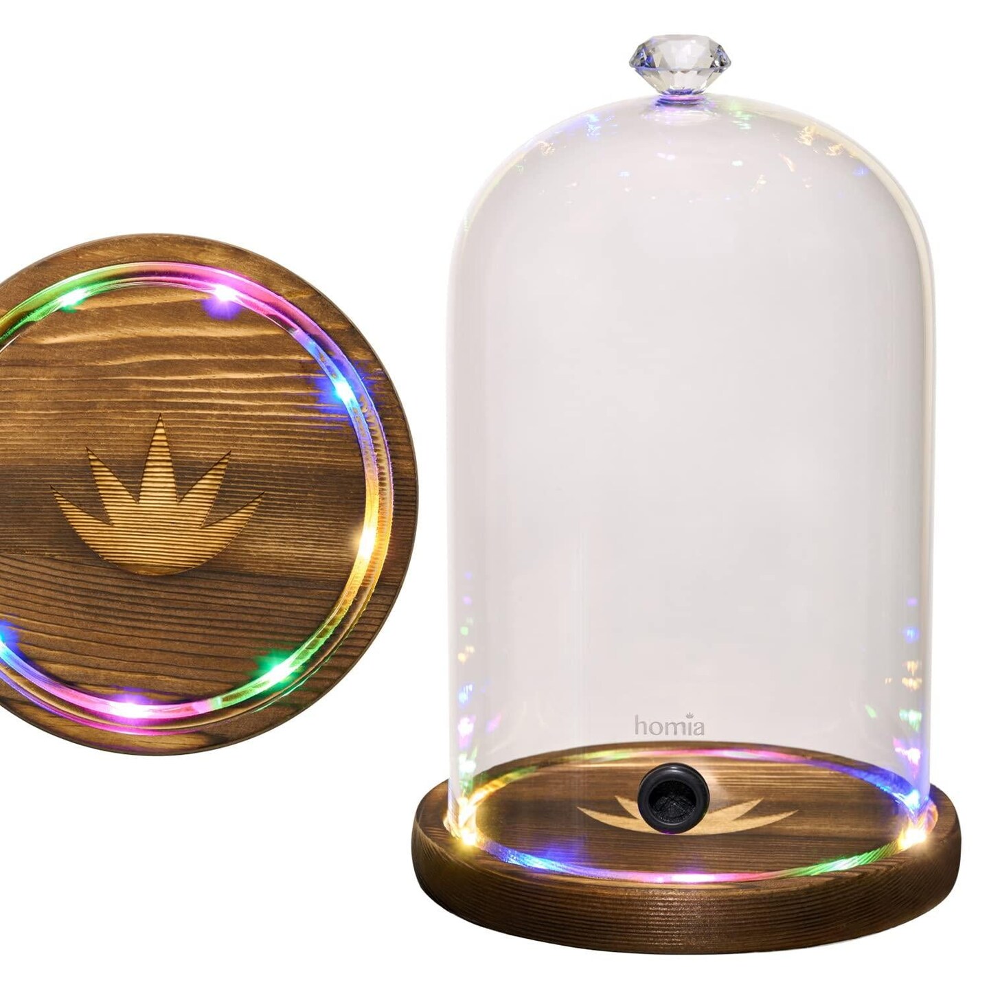 Smoking Gun Accessory LED lights Glass Dome 9 x 5.7 Lid with Wooden ...