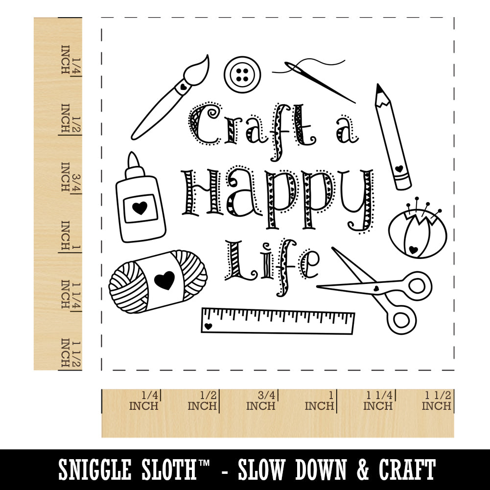 Craft a Happy Life Crafting Sewing Self-Inking Rubber Stamp Ink Stamper ...