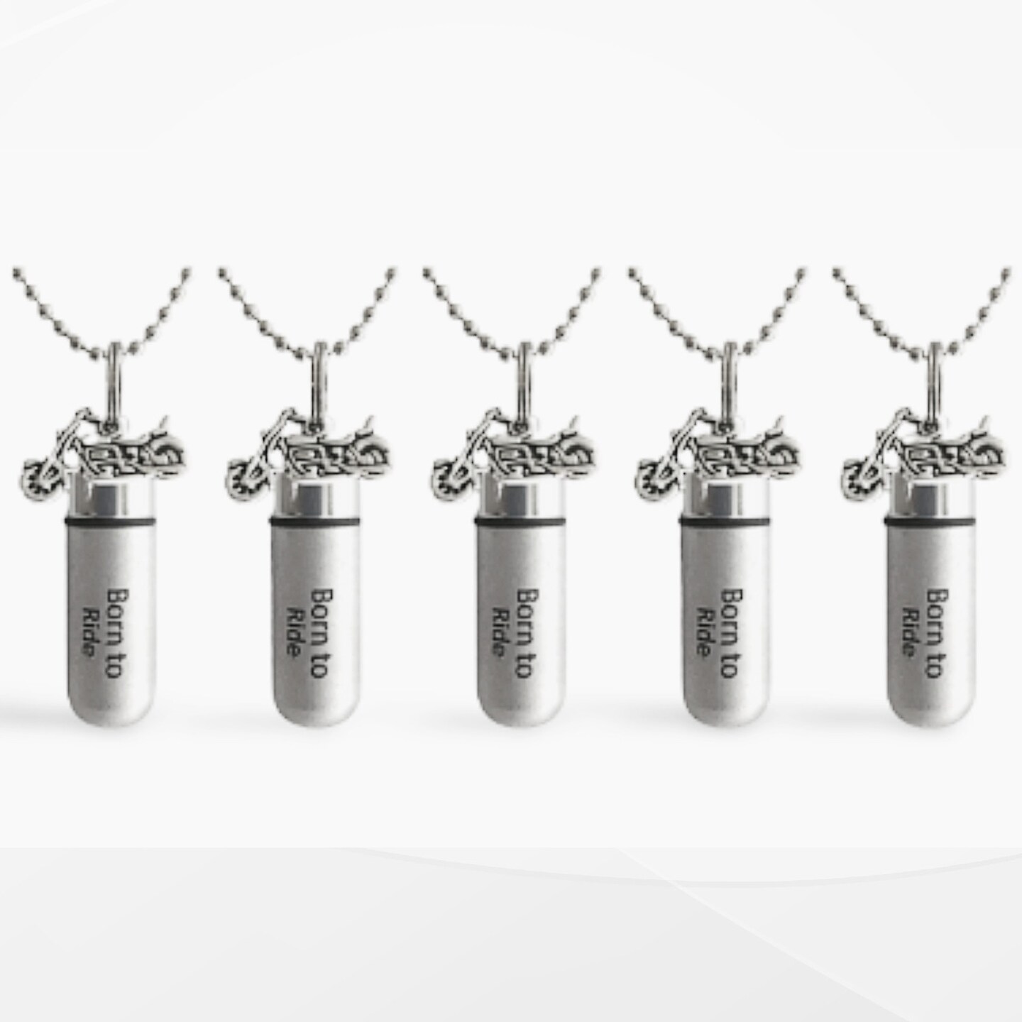 SET OF FIVE Brushed Silver (Born To Ride) MOTORCYCLE CREMATION URN ...