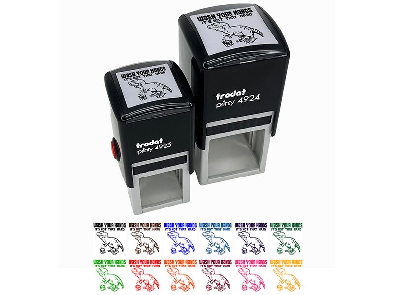 Wash Your Hands Sad Tyrannosaurus Rex Dinosaur Self-Inking Rubber Stamp ...