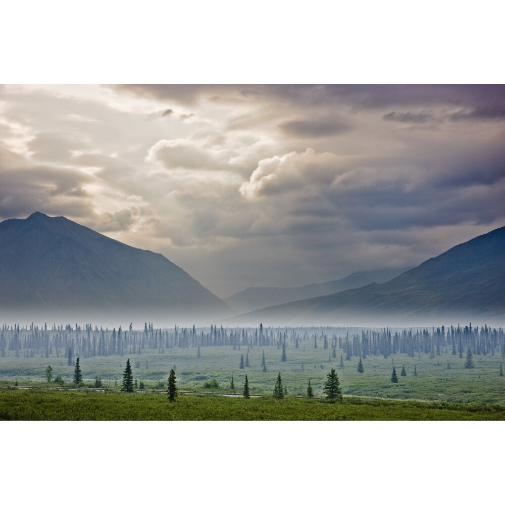 Atmospheric Scenic Of Broad Pass And Boreal Forest With Smoke From ...