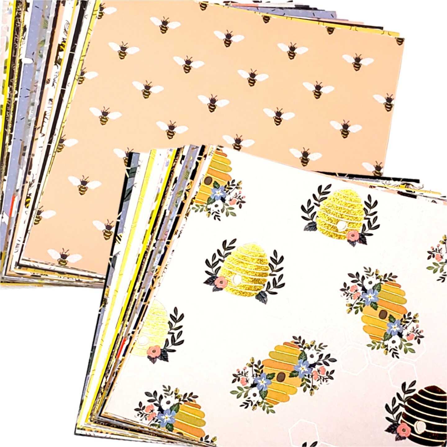 Bee Honeycomb Scrapbook Paper - Includes 30, 6” X 6” Sheets ...