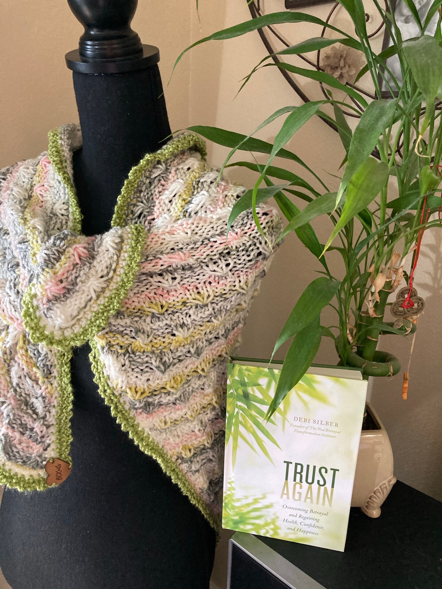 Handmade Knitted Spring Green Varigated Triangluar Shawl Wrap ...