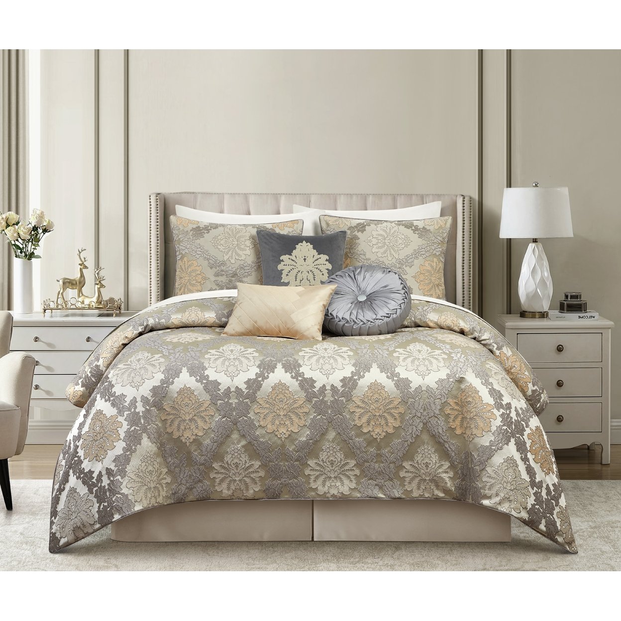 Chic Home Gretta 10 Piece Queen Size Chenille Comforter Set Medallion ...