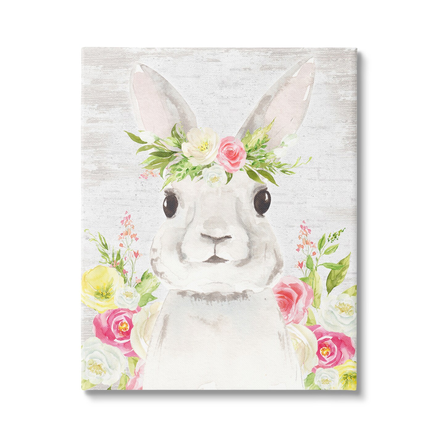 Stupell Industries Rustic Easter Bunny Spring Bouquet Canvas Wall Art ...
