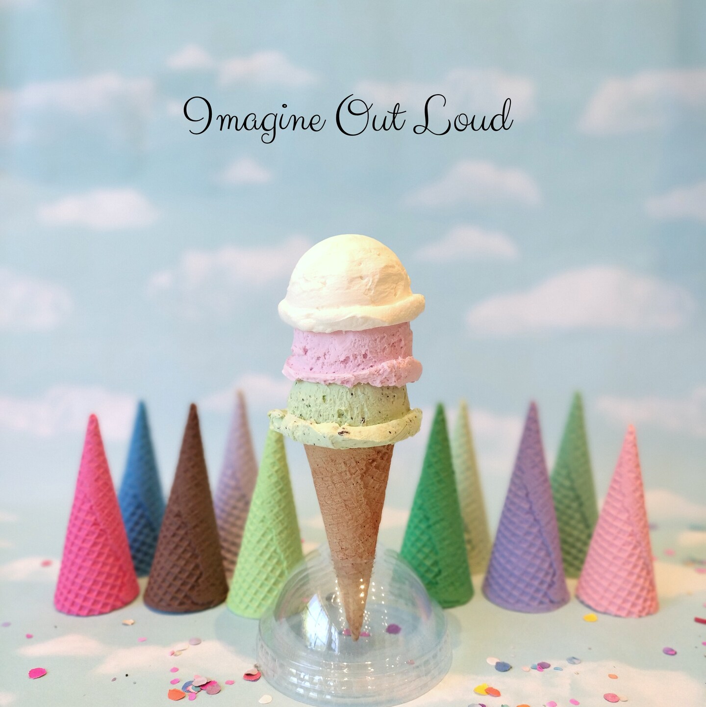 Fake Ice Cream CONE and COLOR CHOICE Triple Mint Strawberry Vanilla ...