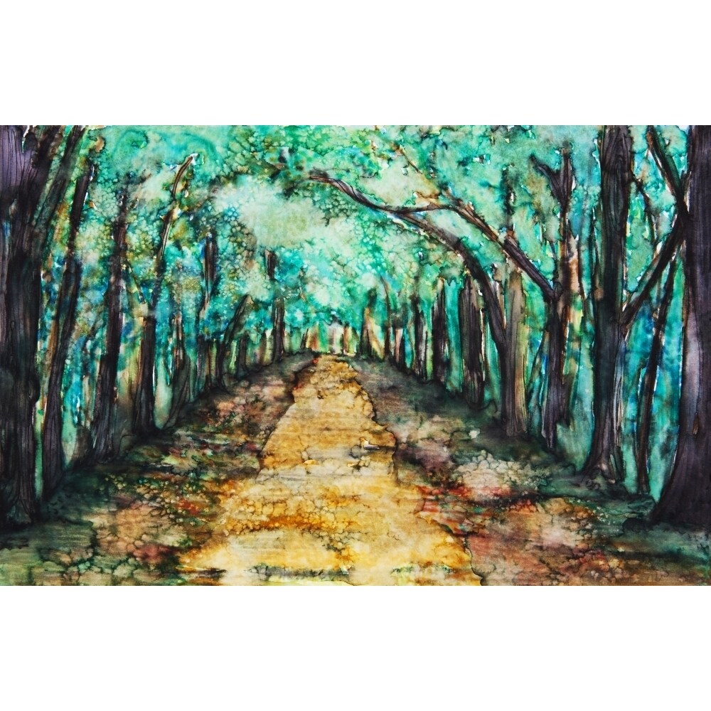 Watercolour Painting Of A Path Lined With Trees Poster Print | Michaels