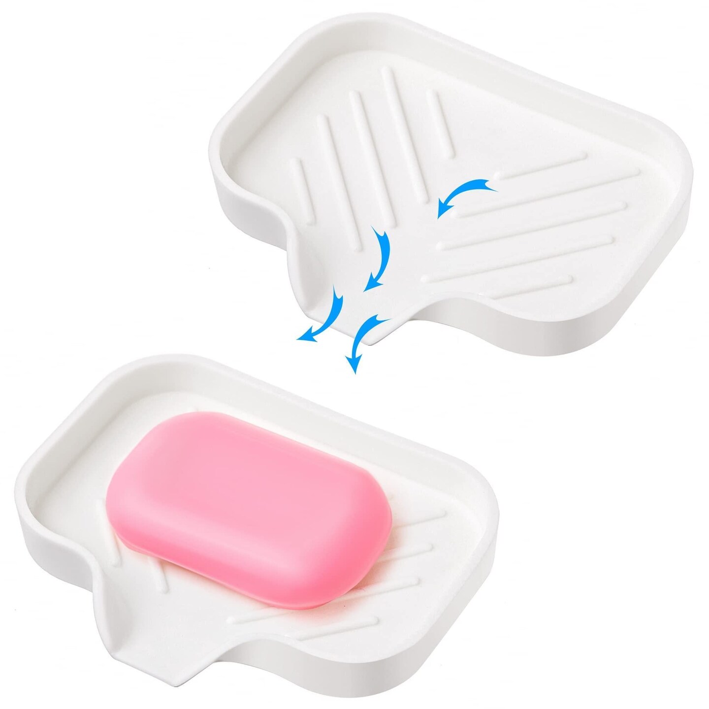 Buy in Bulk - 1 pcs White Silicone Soap Tray Self Draining Soap Dish ...