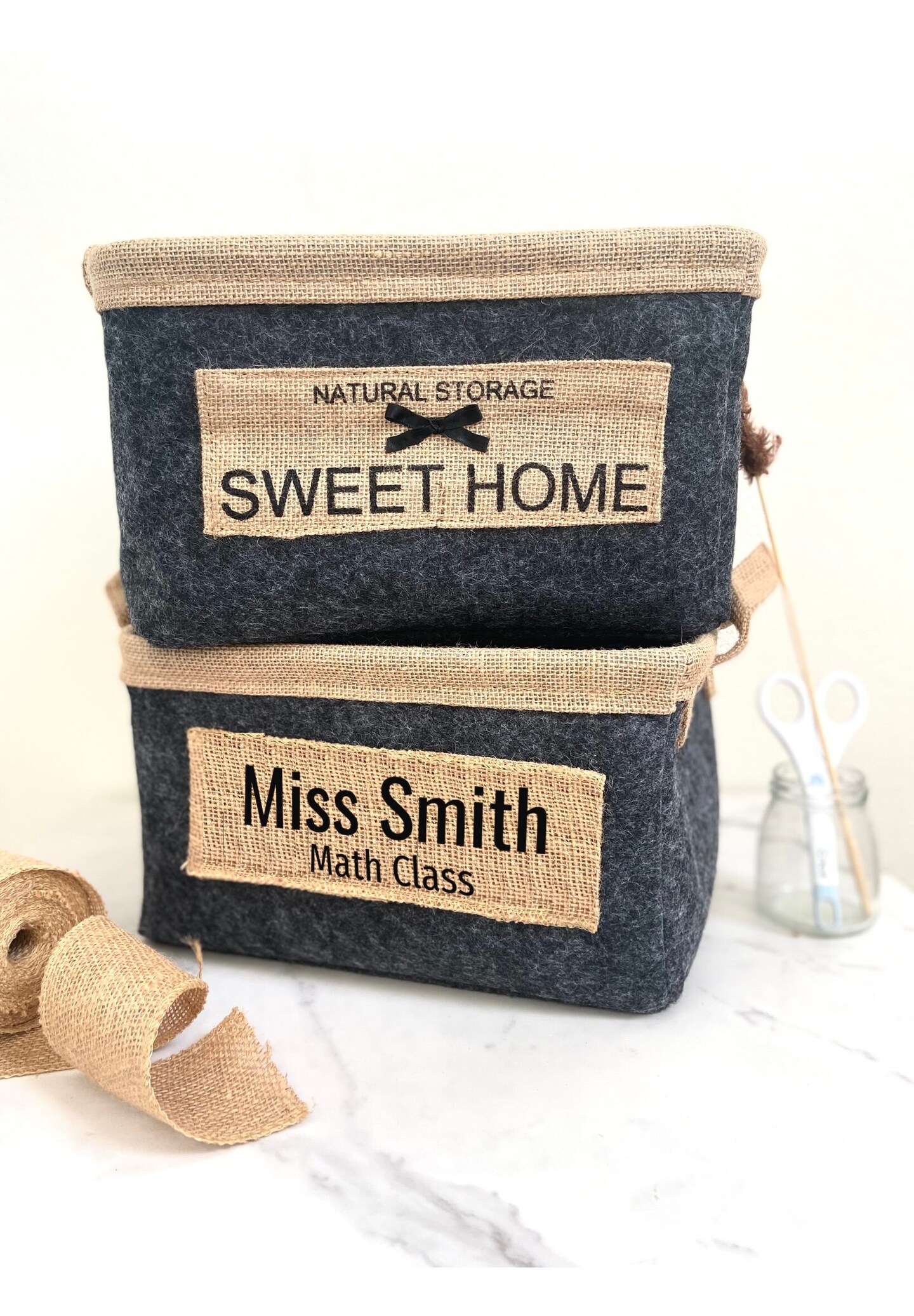 Custom Pantry Storage Textured Basket Home Box Teacher Gift Bin ...