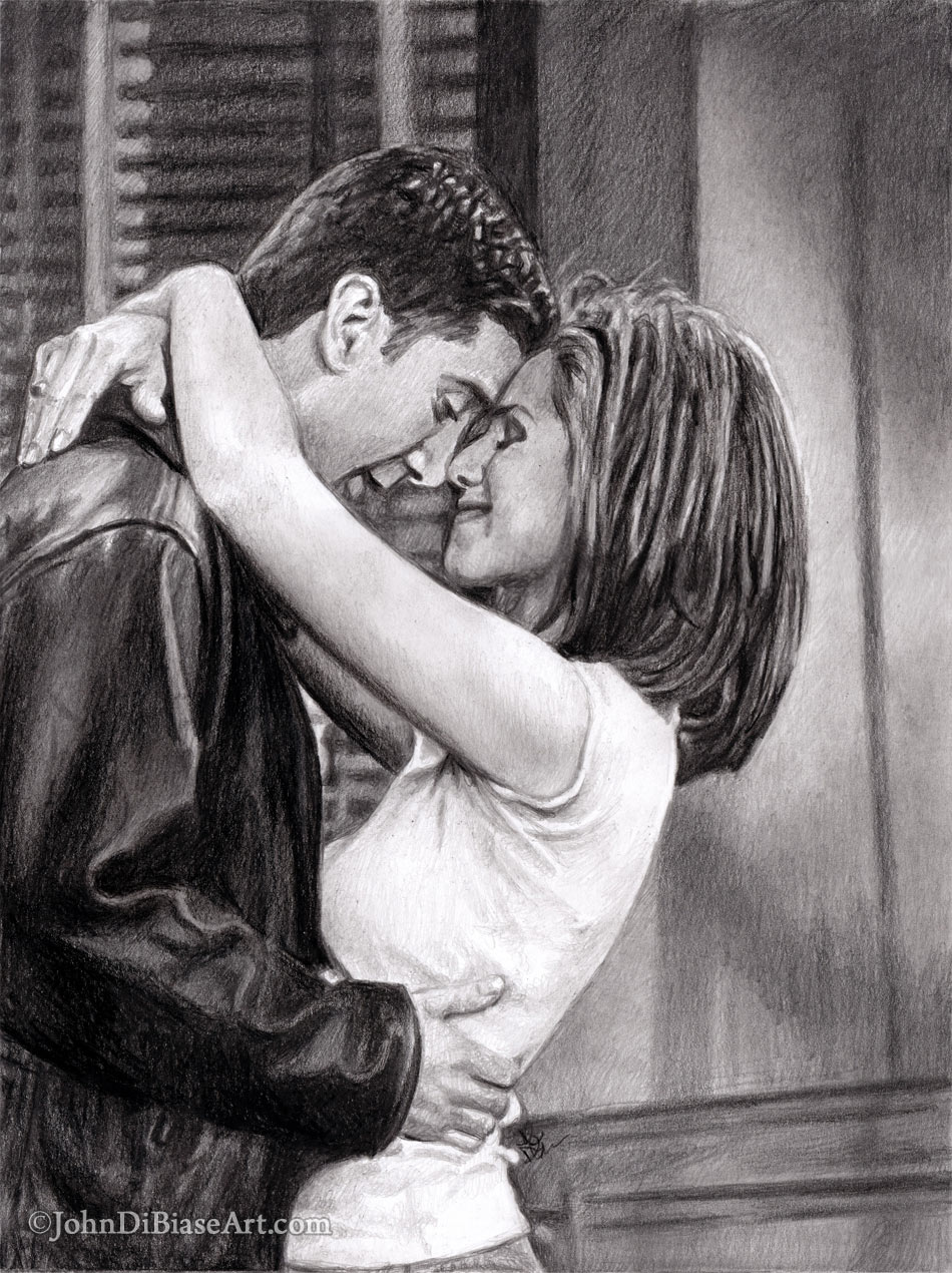 Friends Ross and Rachel Drawing Print (8.5 X 11) - David Schwimmer ...