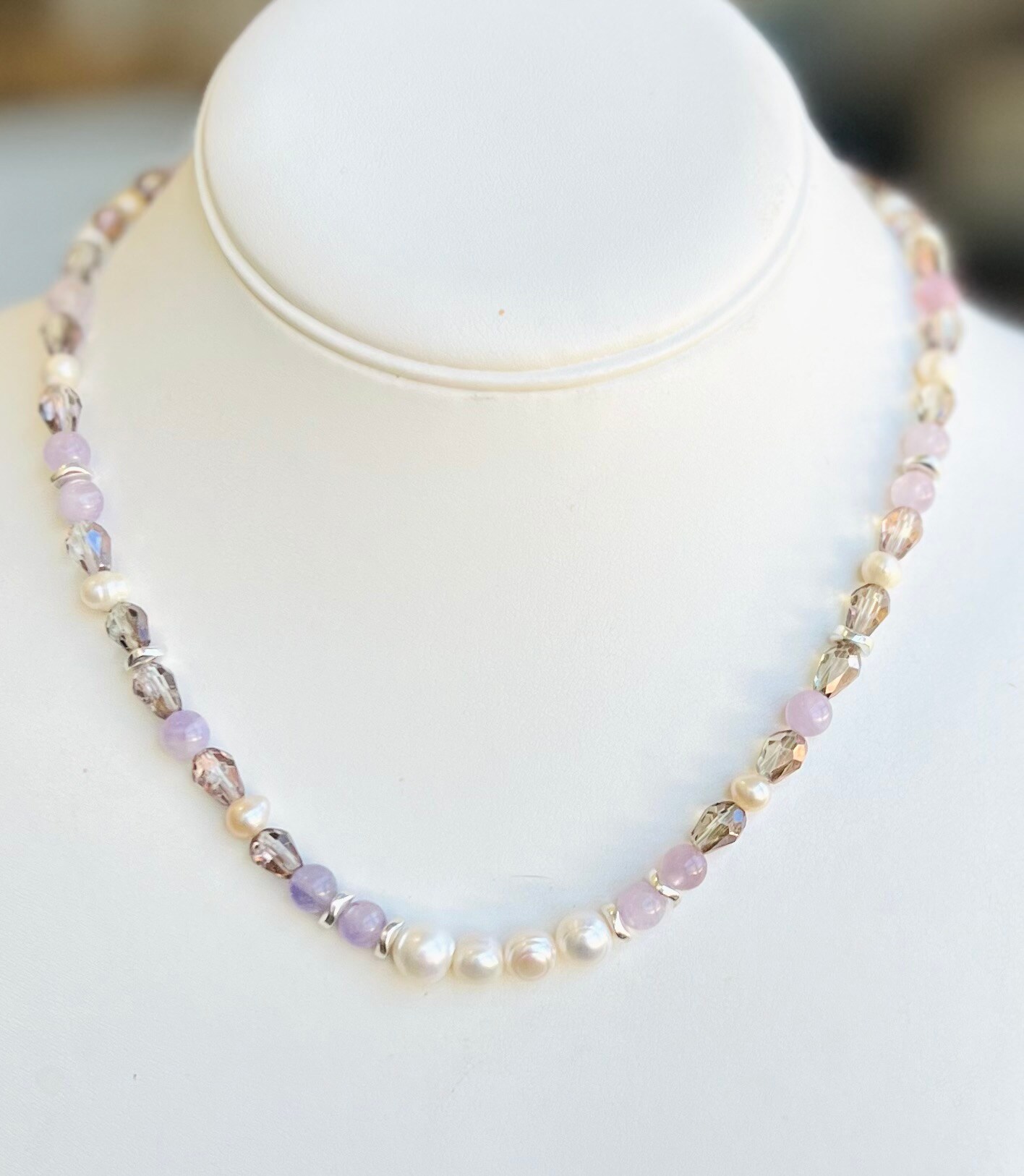 Necklace, Amethyst and Pearl gemstone custom necklace | MakerPlace by ...