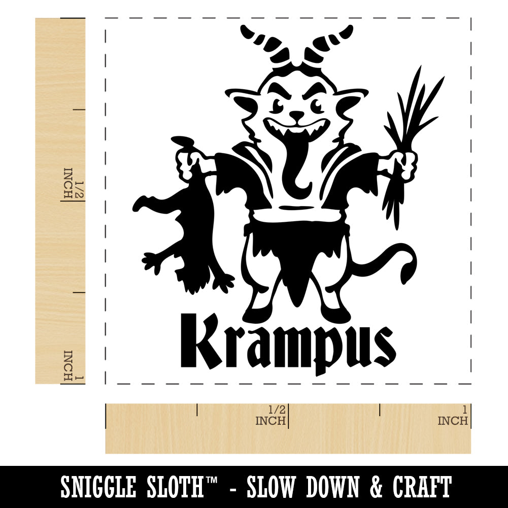 Little Krampus Christmas Monster Taking Child Demon Devil Self-Inking ...