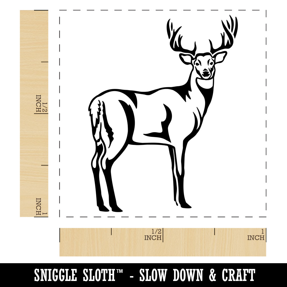White-Tailed Deer Buck Hunting Forest Animal Self-Inking Rubber Stamp ...