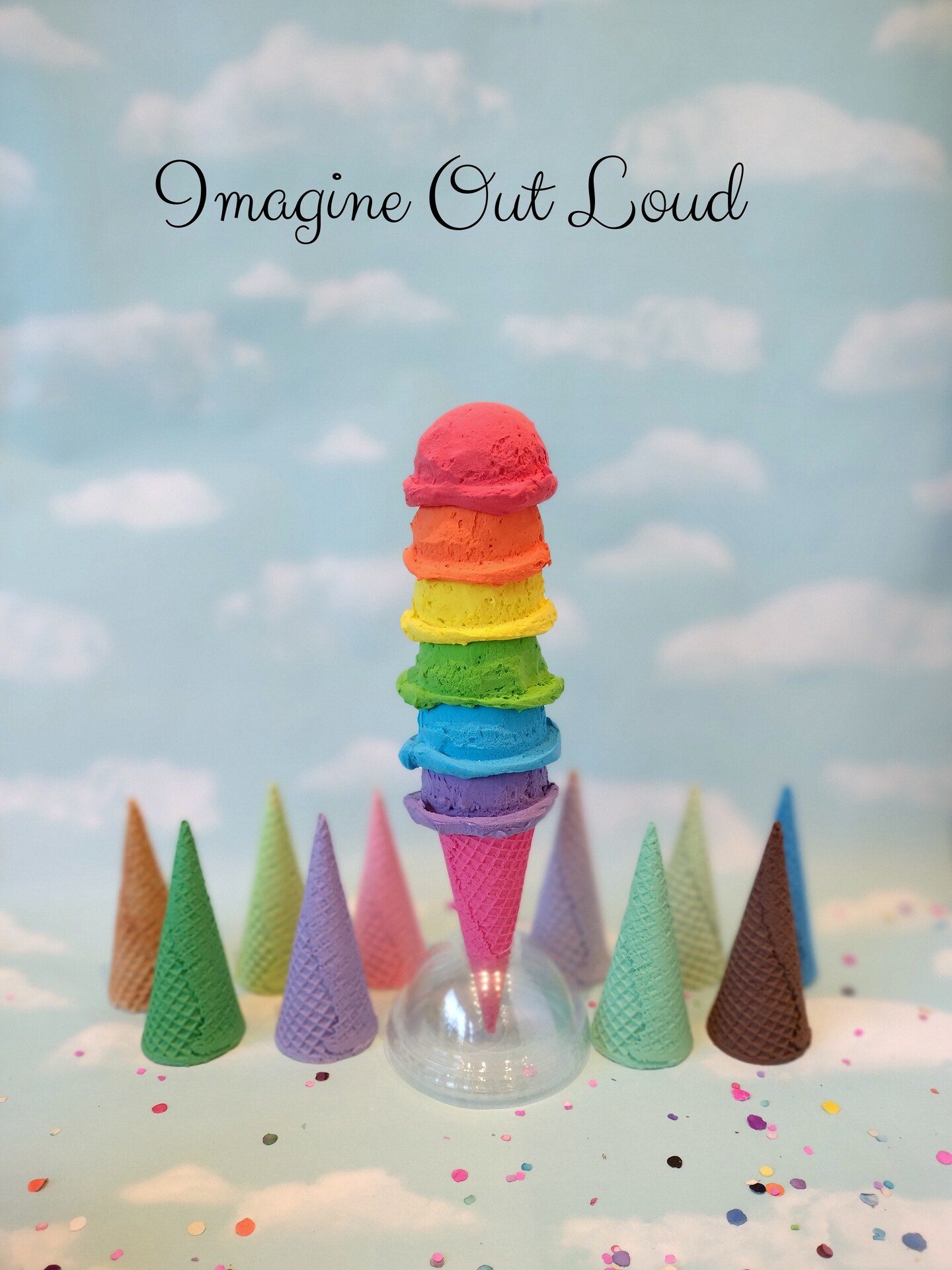 Fake Ice Cream CONE and COLOR CHOICE Specialty Faux SIX Scoop PRIMARY ...