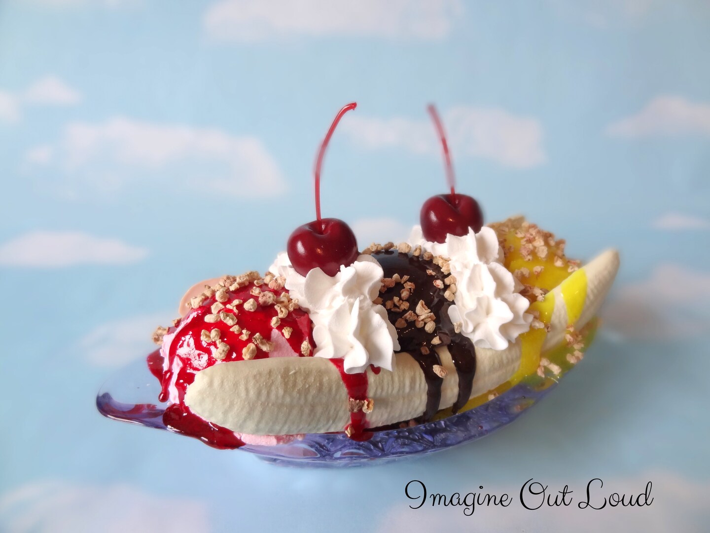 Fake Banana Split Ice Cream Faux Food Prop Chocolate, Strawberry ...