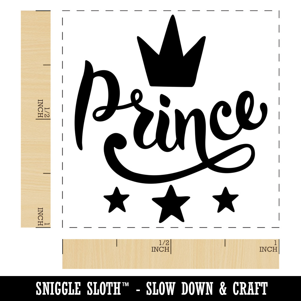 Prince Cursive with Crown and Stars Self-Inking Rubber Stamp Ink ...