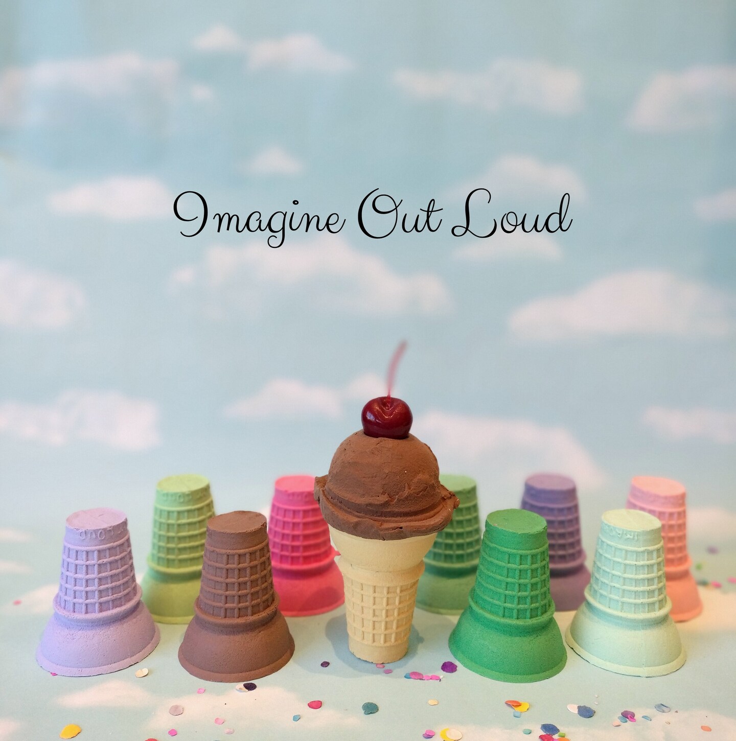 Fake Ice Cream CONE and COLOR CHOICE Chocolate Cherry Single Scoop Prop ...