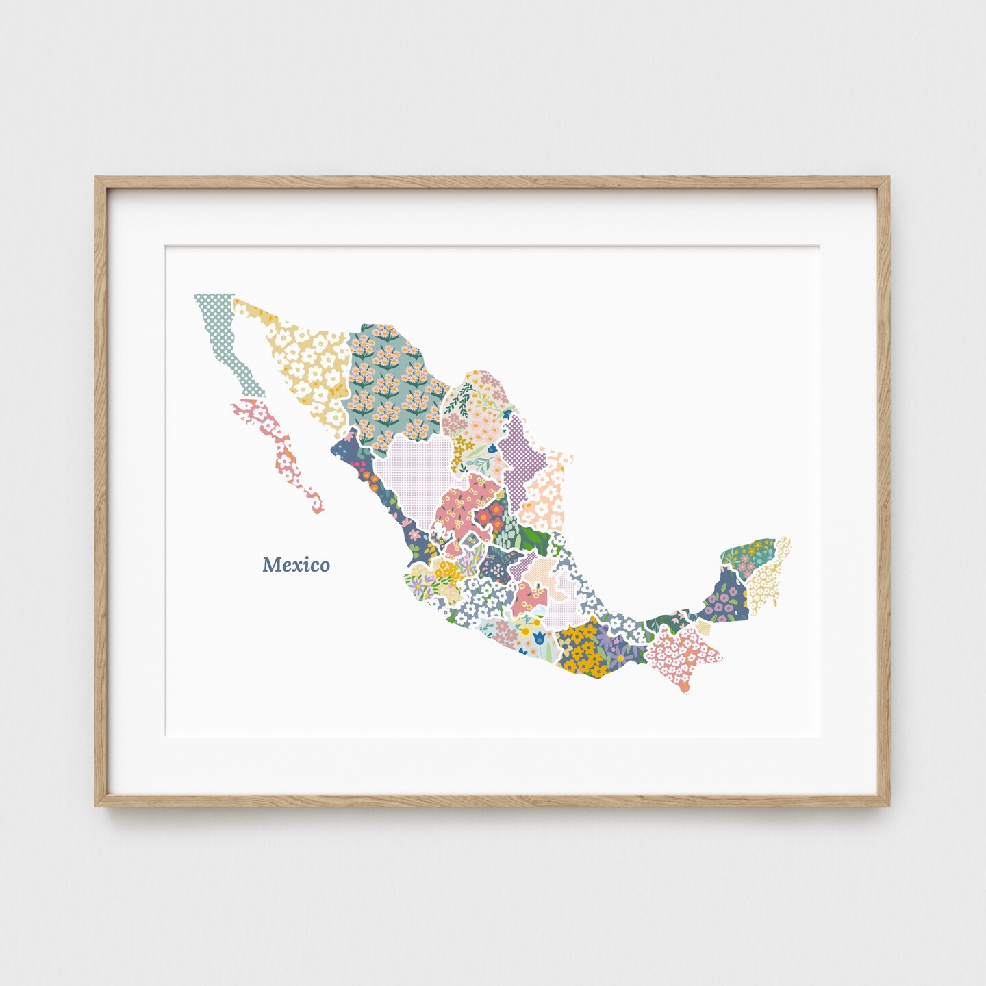 Mexico Map | Wildflower Patterns State Art Prints | Unframed Poster 5 ...