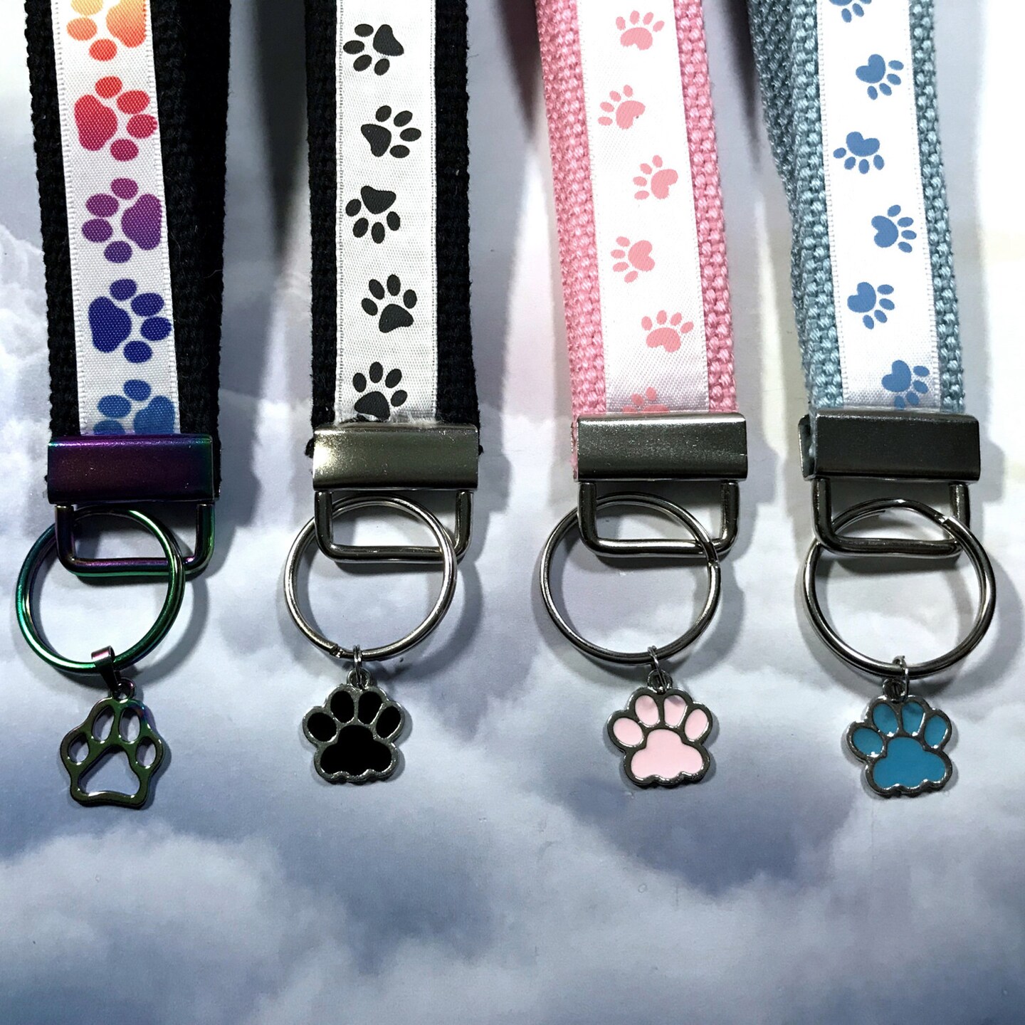Key Fob Photo Wristlet with Paw Print Charm Paw Print Theme and ...