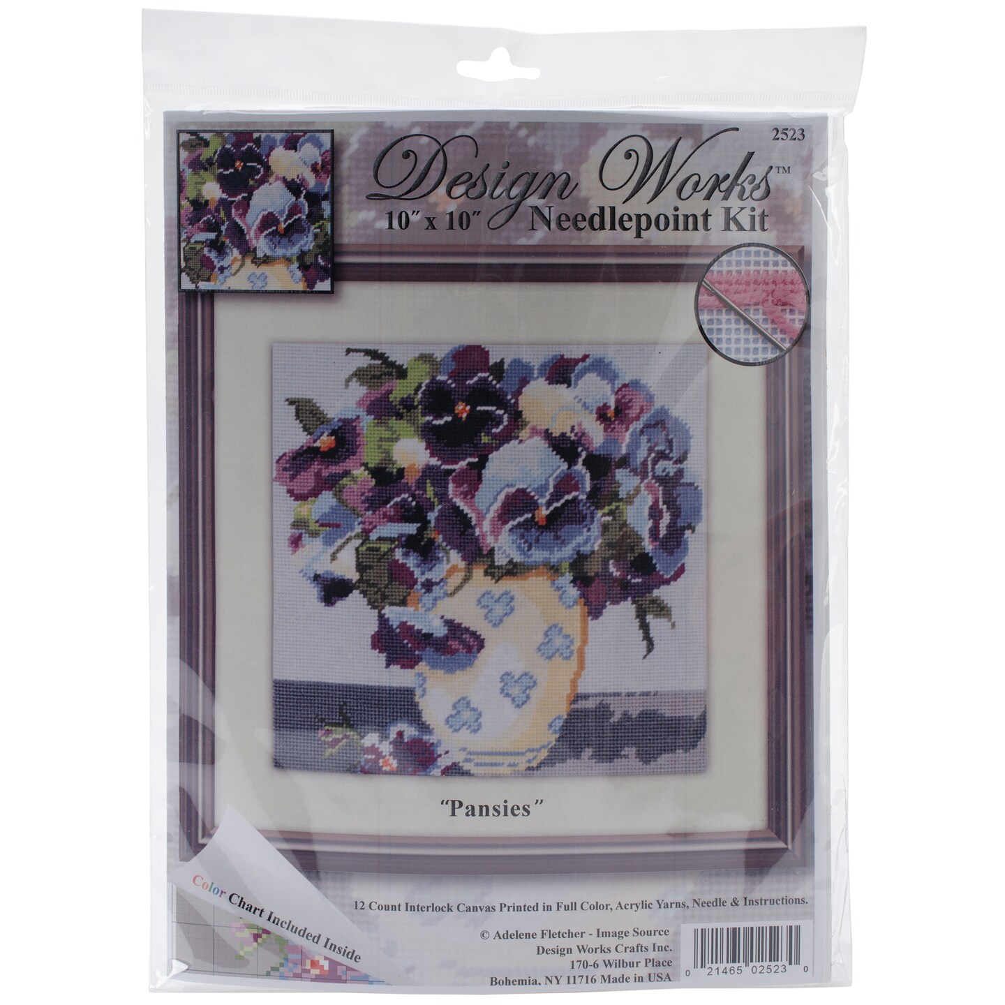 Design Works Needlepoint Kit 10"X10"-Pansies-Stitched In Yarn | Michaels