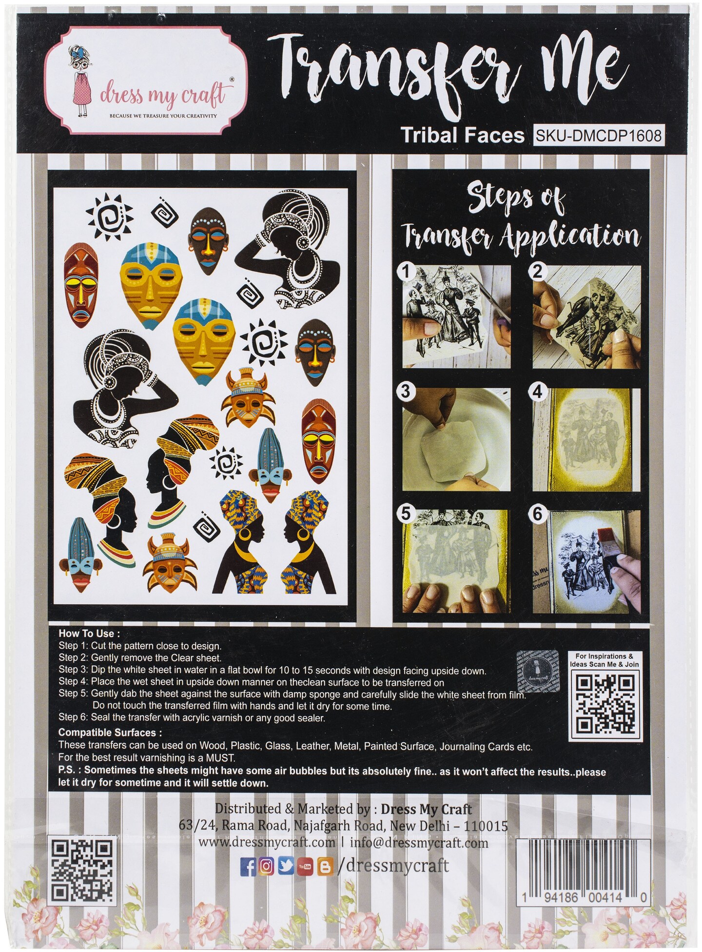 Dress My Craft Transfer Me Sheet A4-Tribal Faces | Michaels
