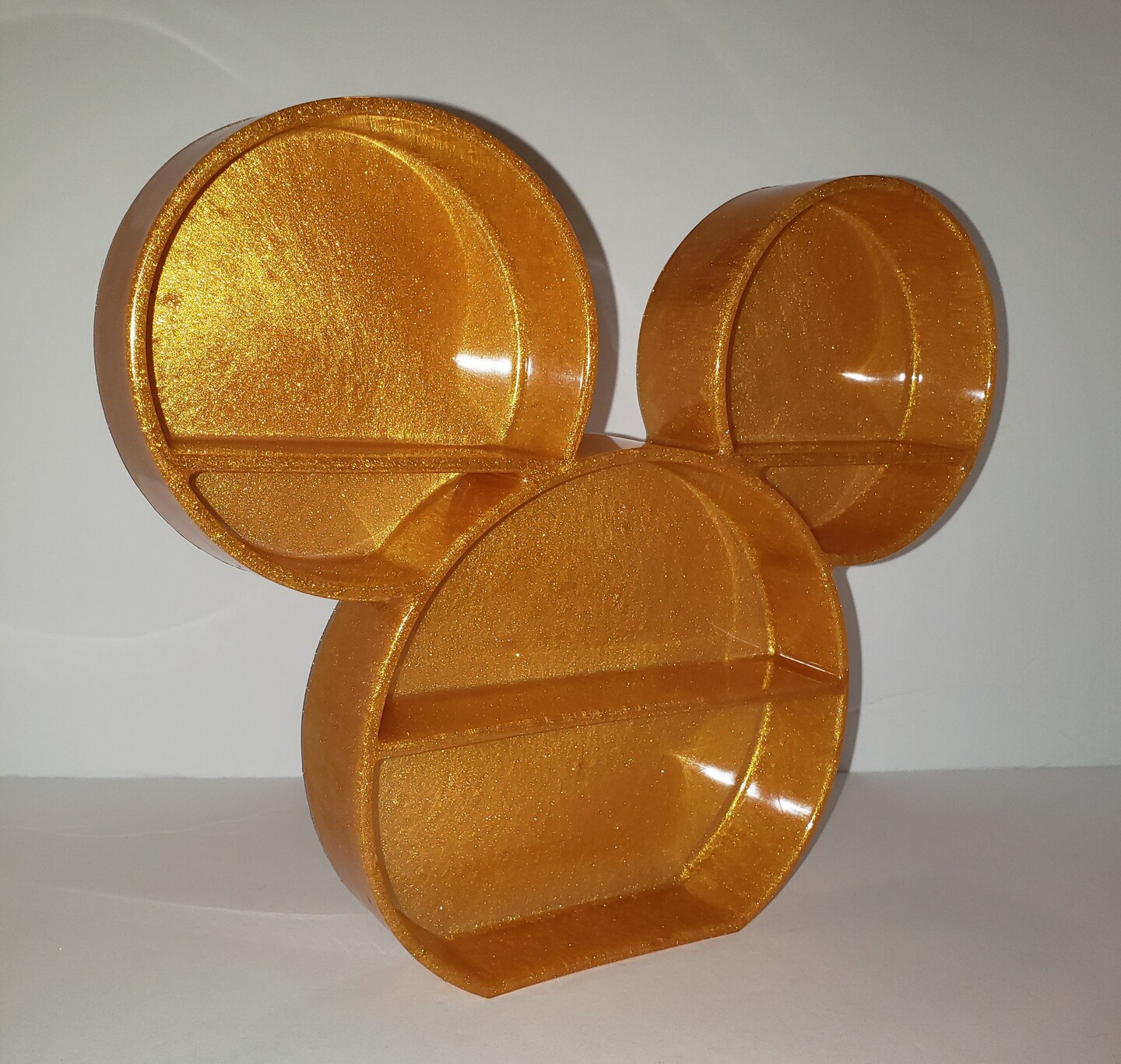 Handmade Handcrafted Mickey Mouse Head Shelf Shimmery Gold | MakerPlace ...