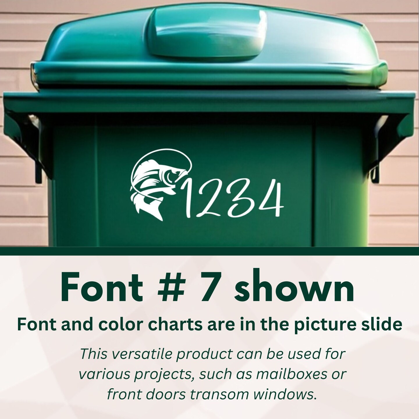 Garbage can decal, Fishing trash can sticker, Garbage Bin Labels ...