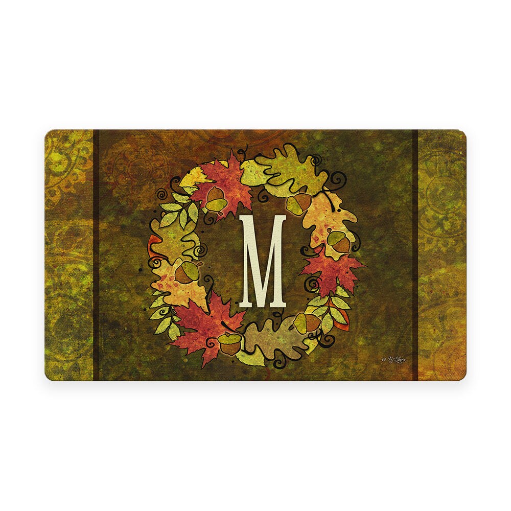 Fall Wreath Monogram M Door Mat (18 x 30") | Michaels
