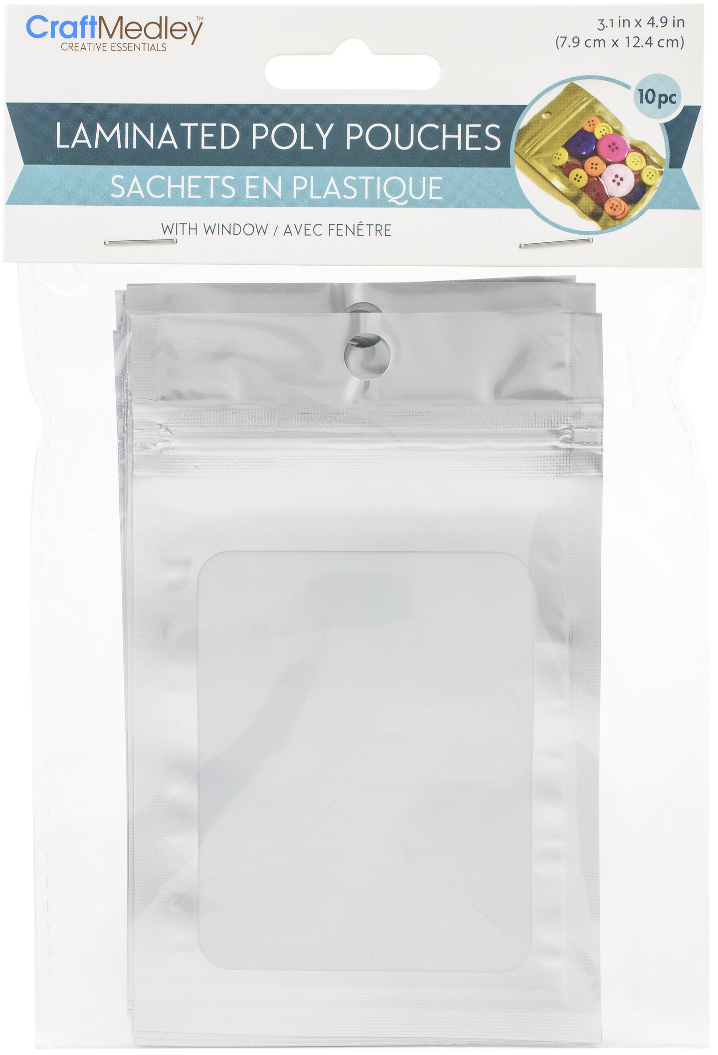 Craft Medley Zip-Lock Pouches W/Window 3.125"X4.875" 10/Pkg-Silver ...