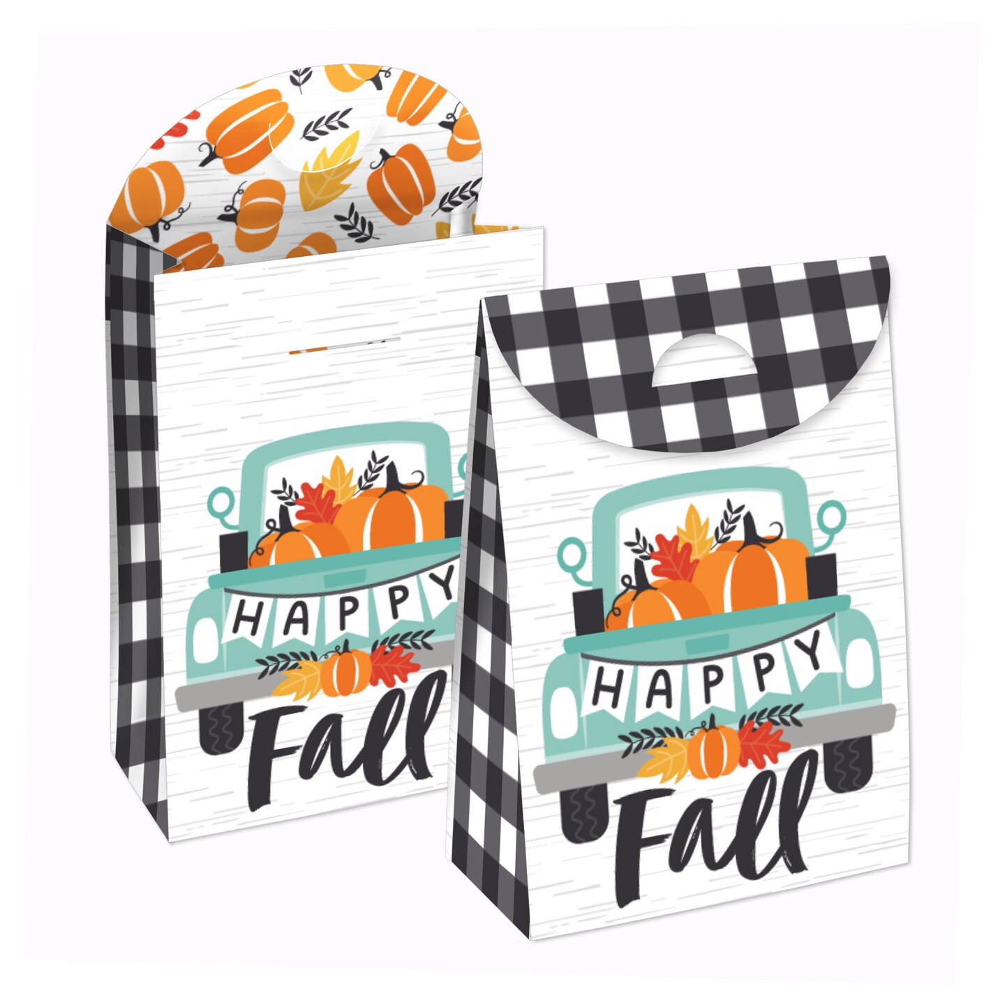 Big Dot of Happiness Happy Fall Truck - Harvest Pumpkin Gift Favor Bags ...