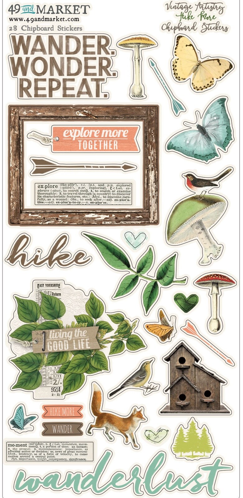 Vintage Artistry Hike More Chipboard Stickers 6"X12" | Michaels