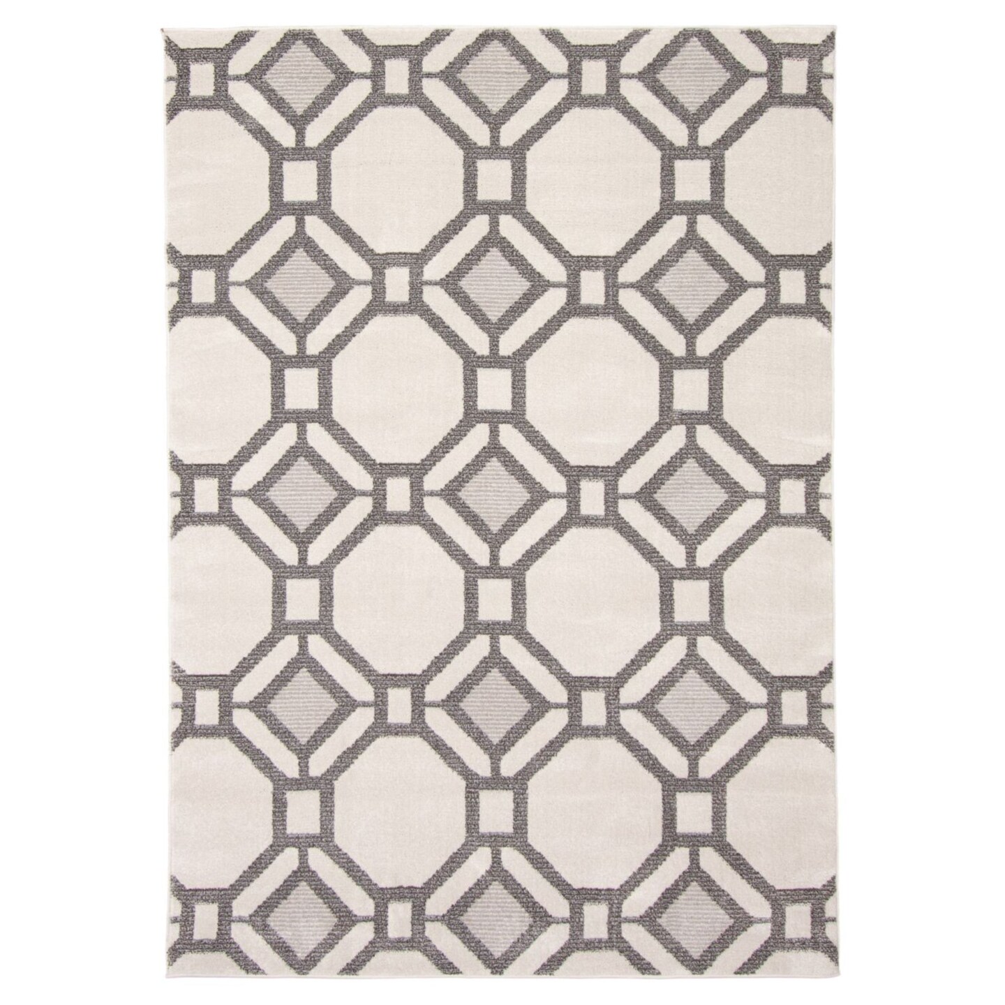 Chaudhary Living 7.75' x 10' Cream and Gray Geometric Rectangular Area ...