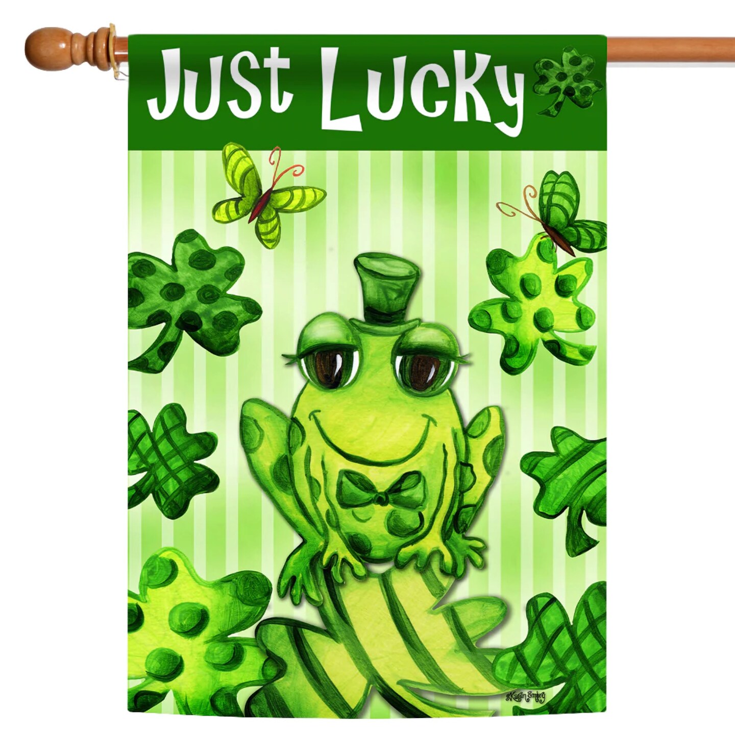 Toland Home Garden Frog and 3-Leaf Clovers "Just Lucky" Fade Resistant ...