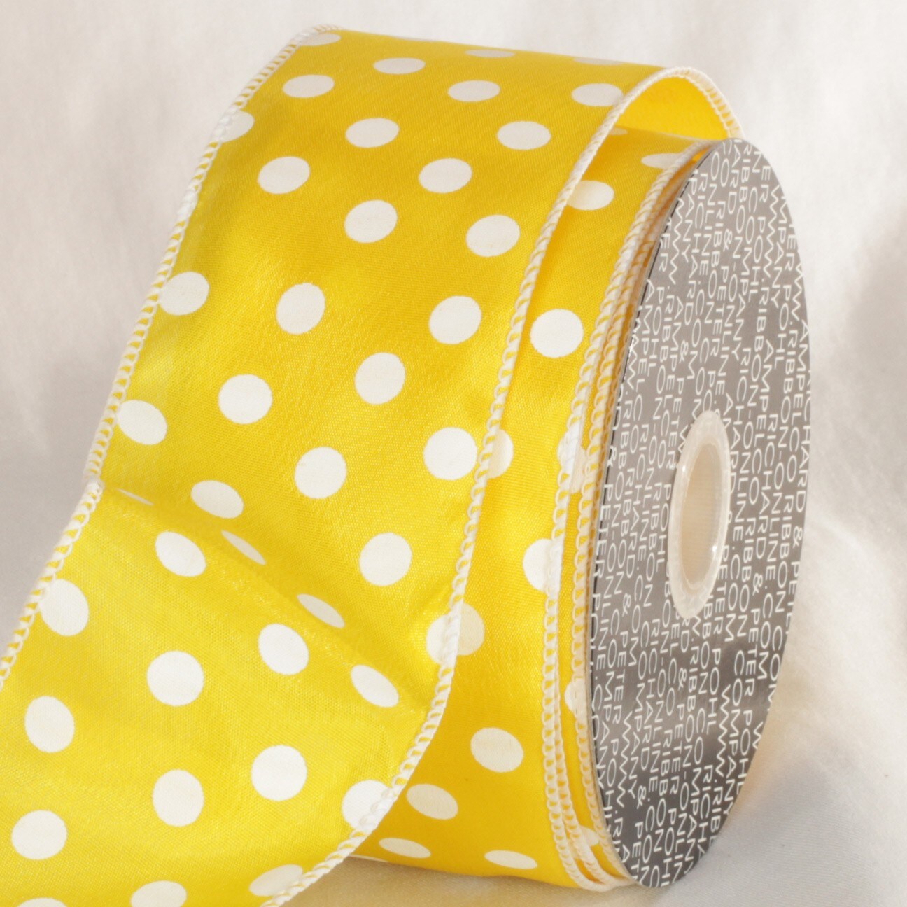 The Ribbon People Lemon Yellow and White Polka Dots Printed Wired Craft ...