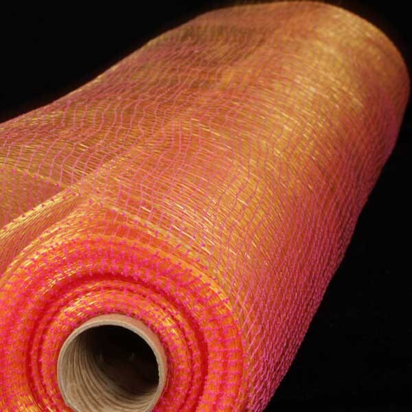 The Ribbon People Fuchsia Pink and Gold Decorating Mesh Craft Ribbon 21 ...