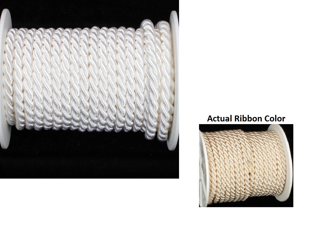 The Ribbon People Cream White Braided Cording Wired Craft Ribbon 0.25 ...
