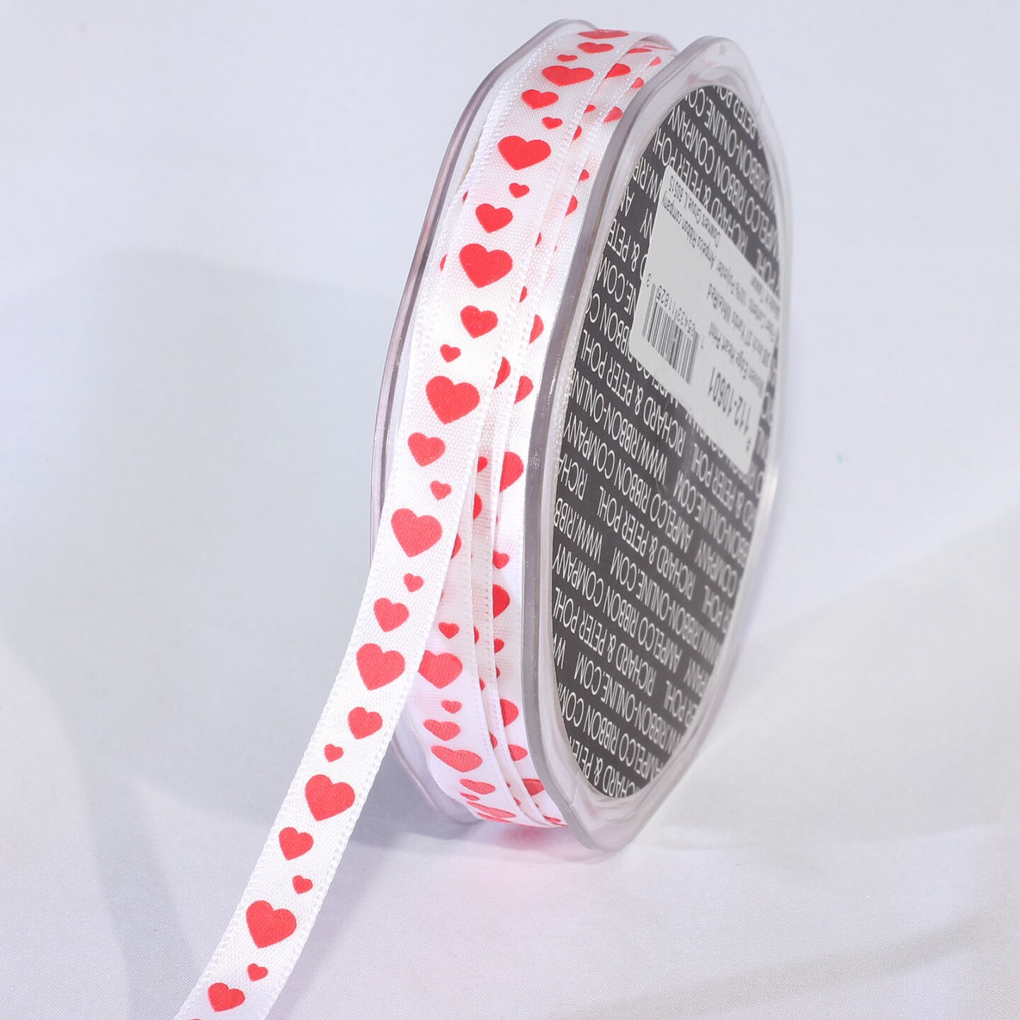 The Ribbon People White and Red Heart Print Woven Edge Craft Ribbon 0. ...