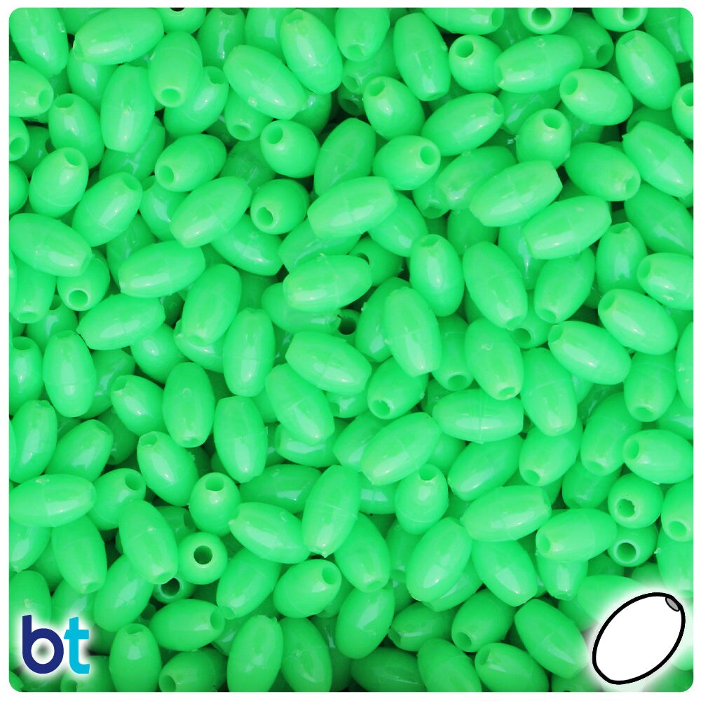 BeadTin Lime Opaque 9mm Oat Plastic Craft Beads (500pcs) | Michaels