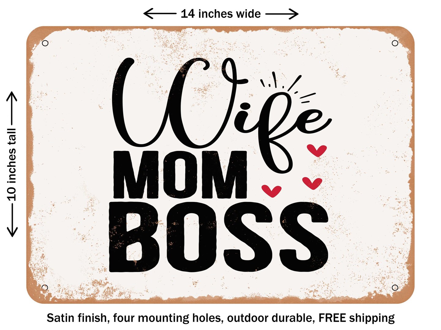 DECORATIVE METAL SIGN - Wife Mom Boss - 2 - Vintage Rusty Look | Michaels