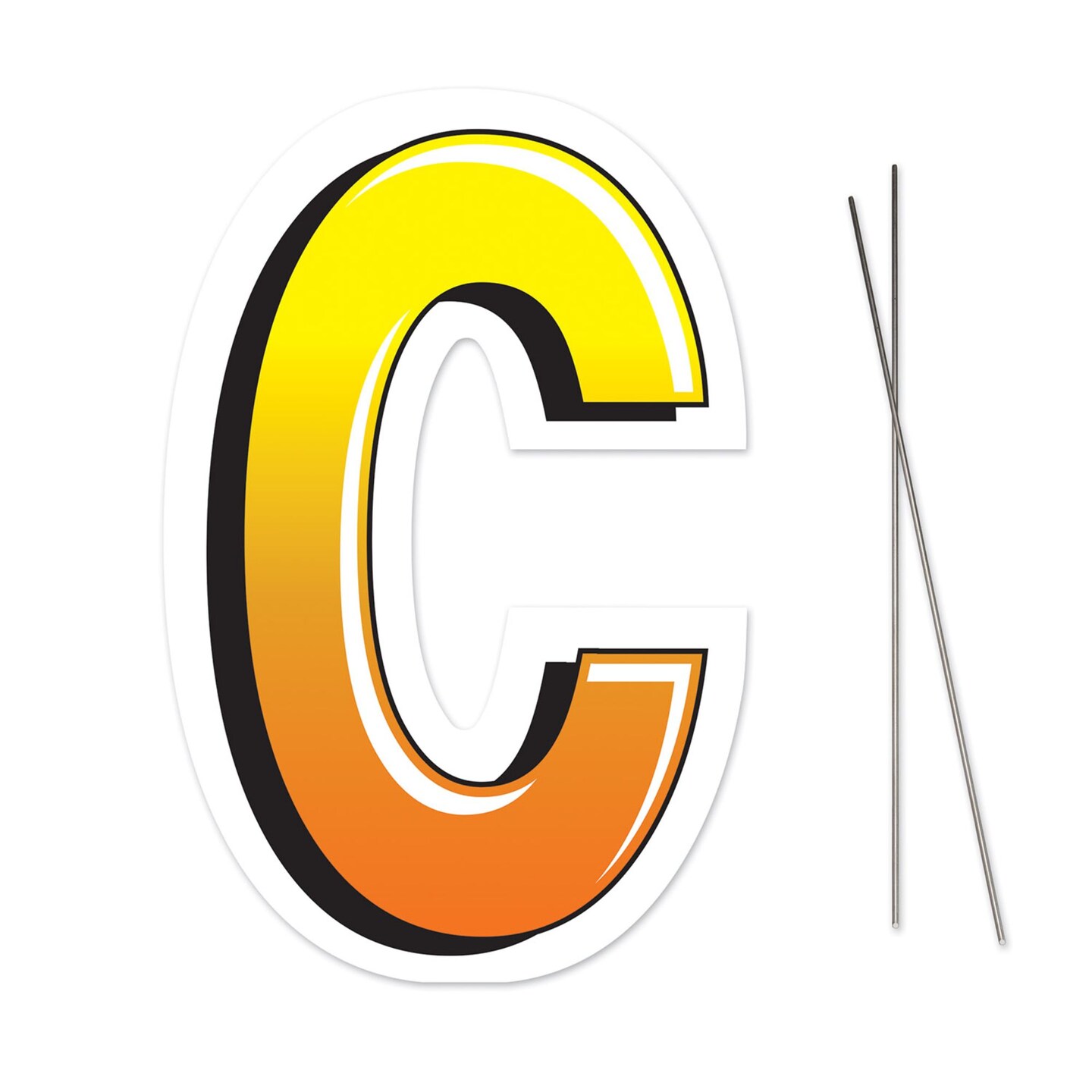 Beistle 18" Yellow and Black Letter "C" Plastic Yard Sign with Metal ...