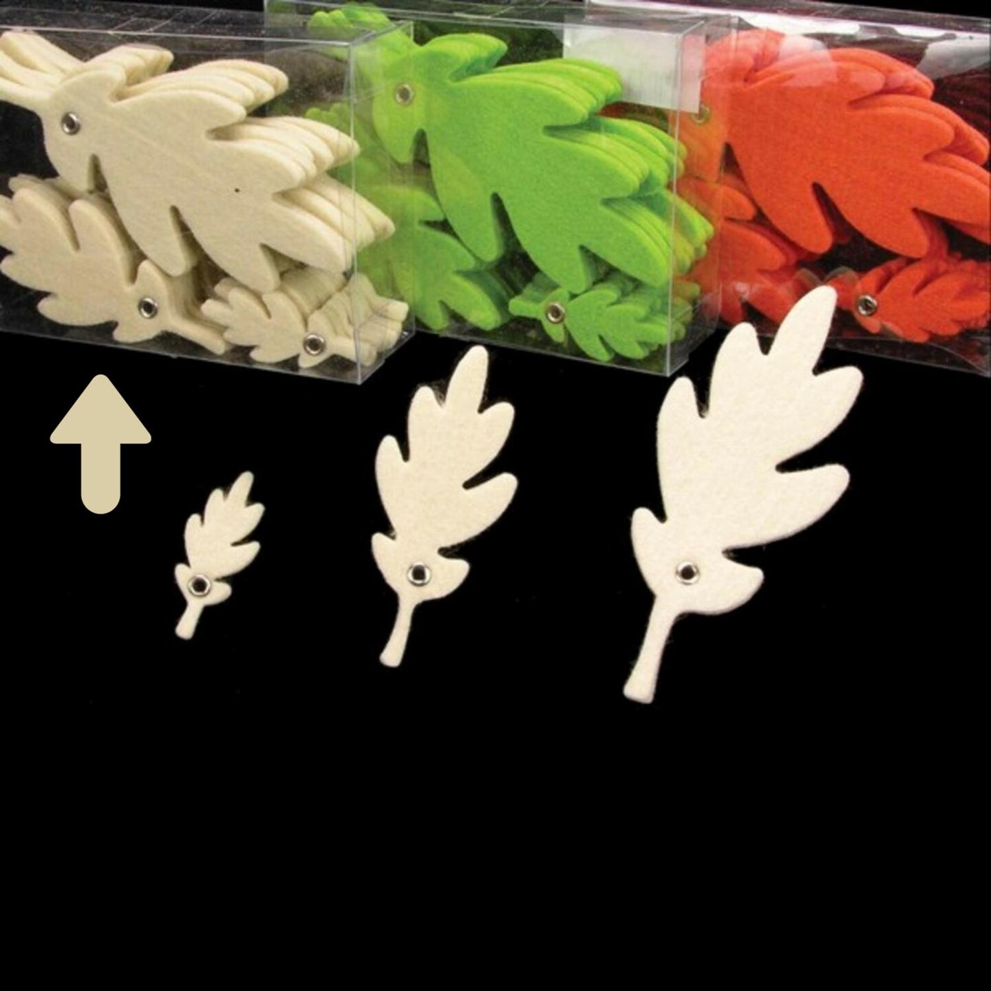 The Ribbon People Club Pack of 144 Ivory White Fuzzy Felt Autumn Leaves ...