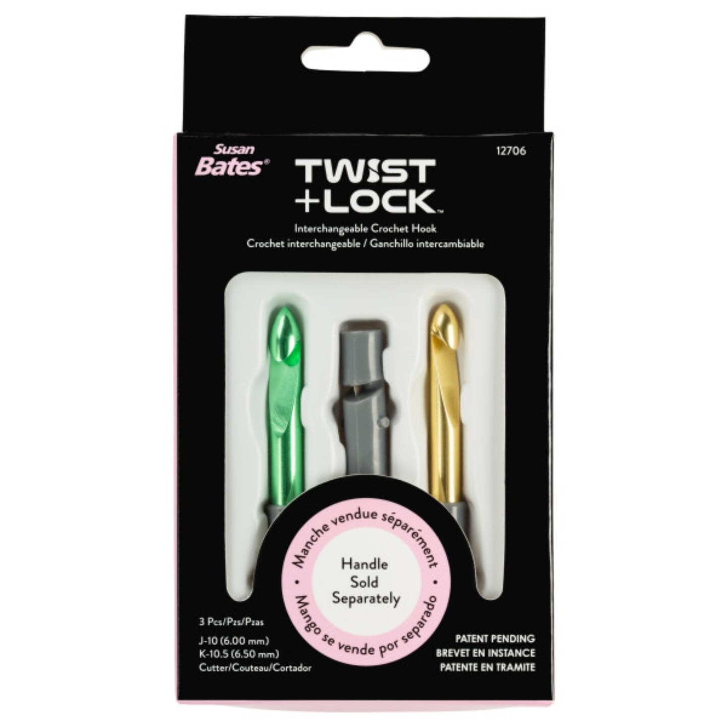 Susan Bates Twist + Lock Intchg Crochet Hook Component Set-Sizes J10 ...