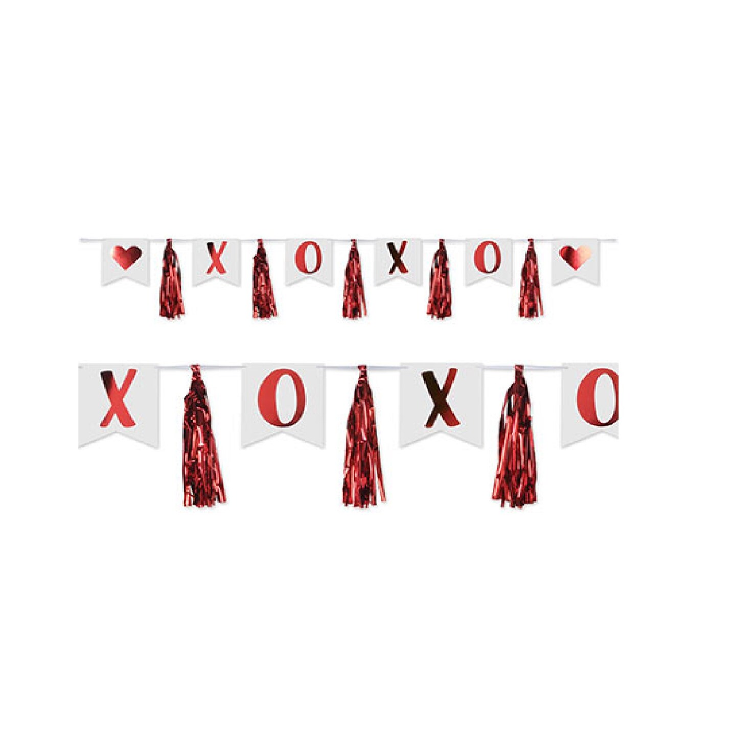 Beistle 12 Piece White and Red Shinning Xoxo Tassel Streamer Banner 13 ...