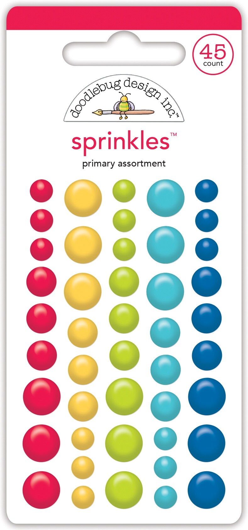 Doodlebug Sprinkles Adhesive Enamel Shapes-Primary Assortment | Michaels