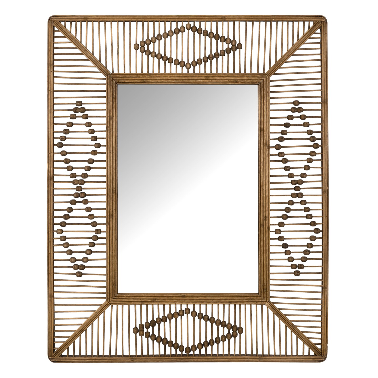 Contemporary Home Living 38.75" Brown Boho Rectangular Wall Mirror ...