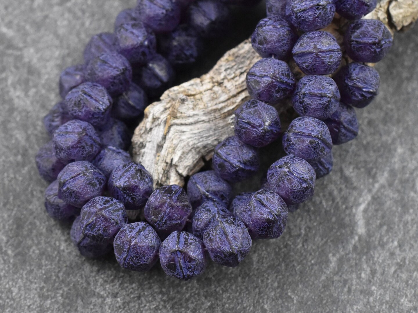 *20* 8mm Purple Washed Etched Plum Antique Cut Round Beads | Michaels